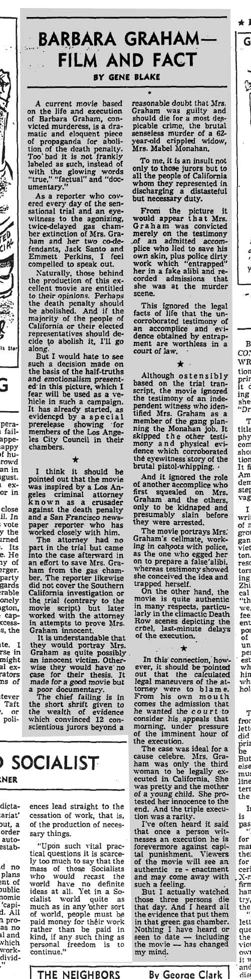 Barbara Graham case revisited, November 28, 1958