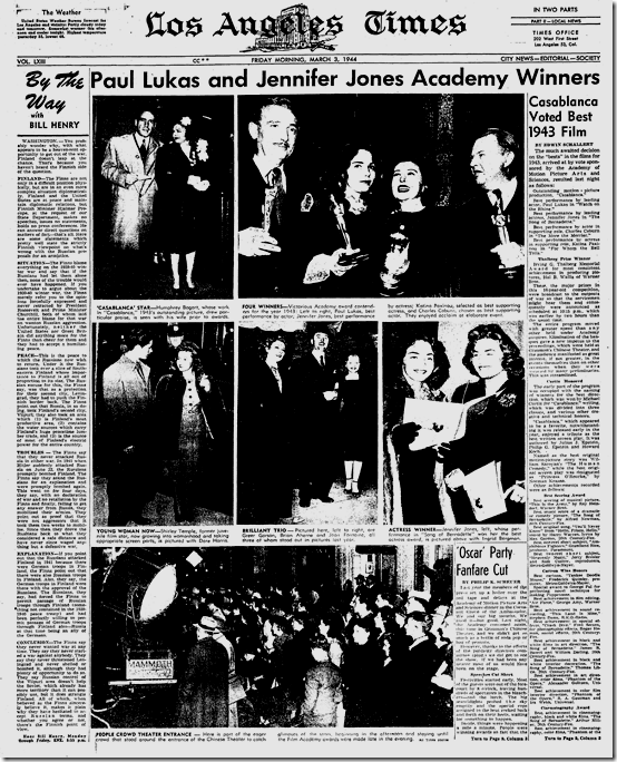 ‘Casablanca’ Wins Oscar for Best Picture, March 3, 1944