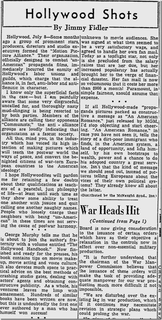 1944 in Print — Jimmie Fidler in Hollywood, July 9, 1944