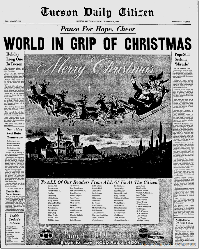 Christmas 1966: No Bad News at the Tucson Citizen