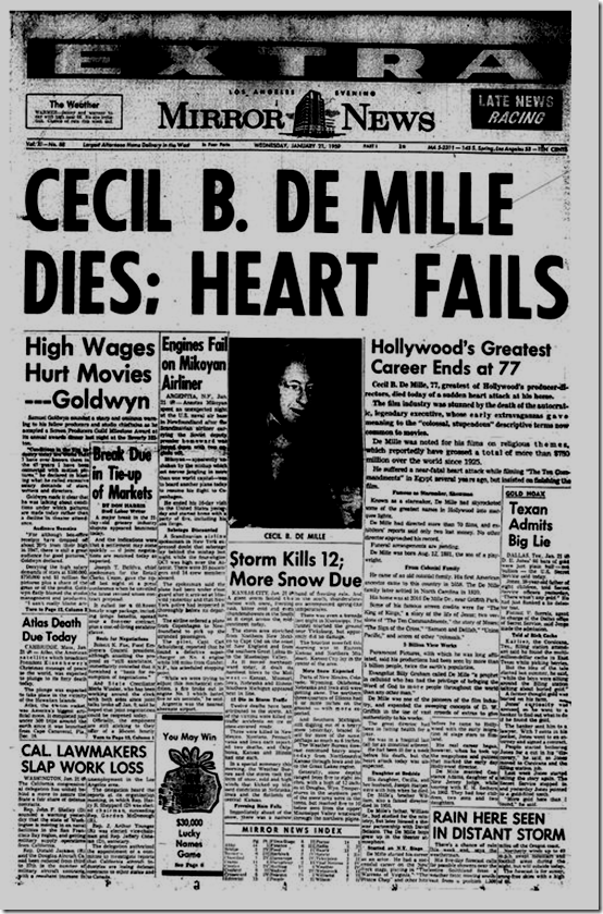Jan. 21, 1959: Cecil B. De Mille Dies at 77