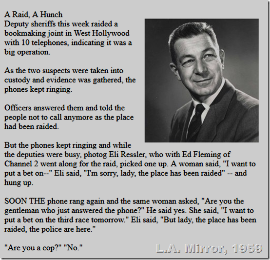 Feb. 14, 1959: Matt Weinstock (Almost) All Bets Are Off at Raided ...